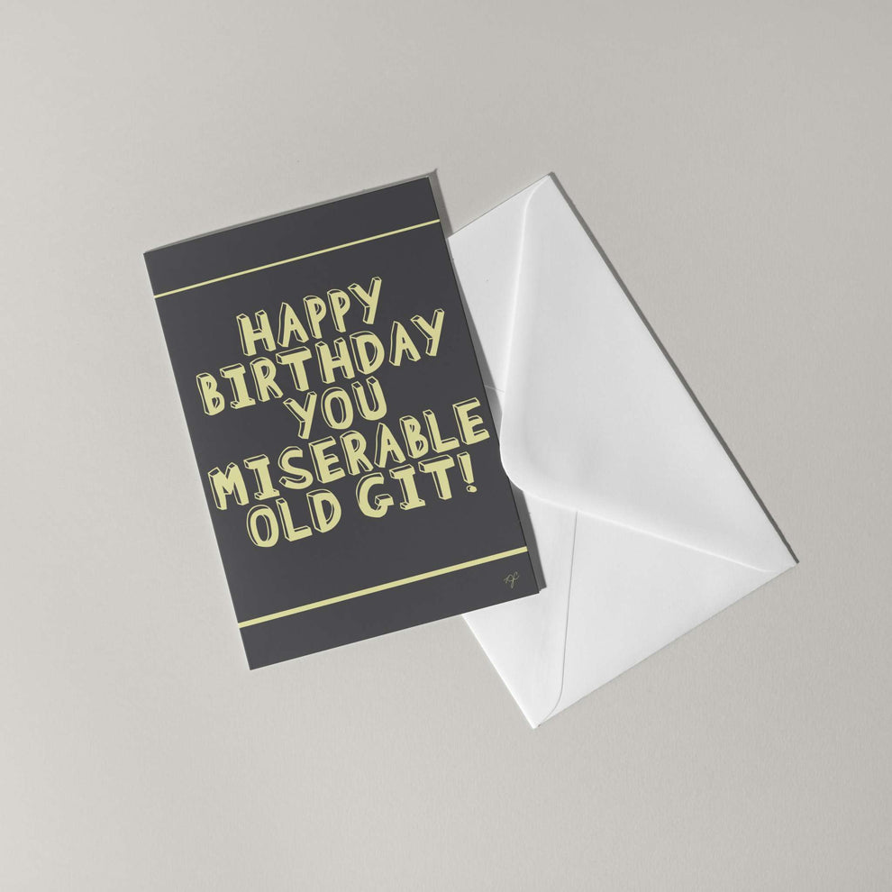 "Miserable Old Git" - Birthday Card – Striped Circle